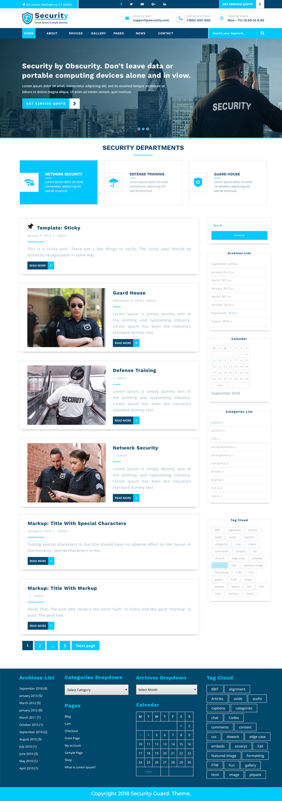 Best Free Security Guard WordPress Theme For Security Services