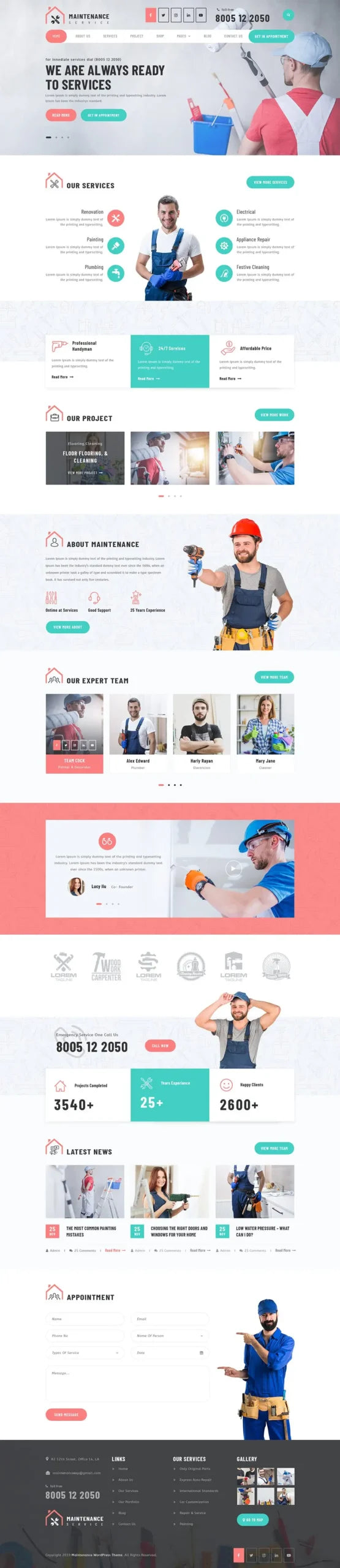 WordPress Maintenance Service Theme for IT and other Services