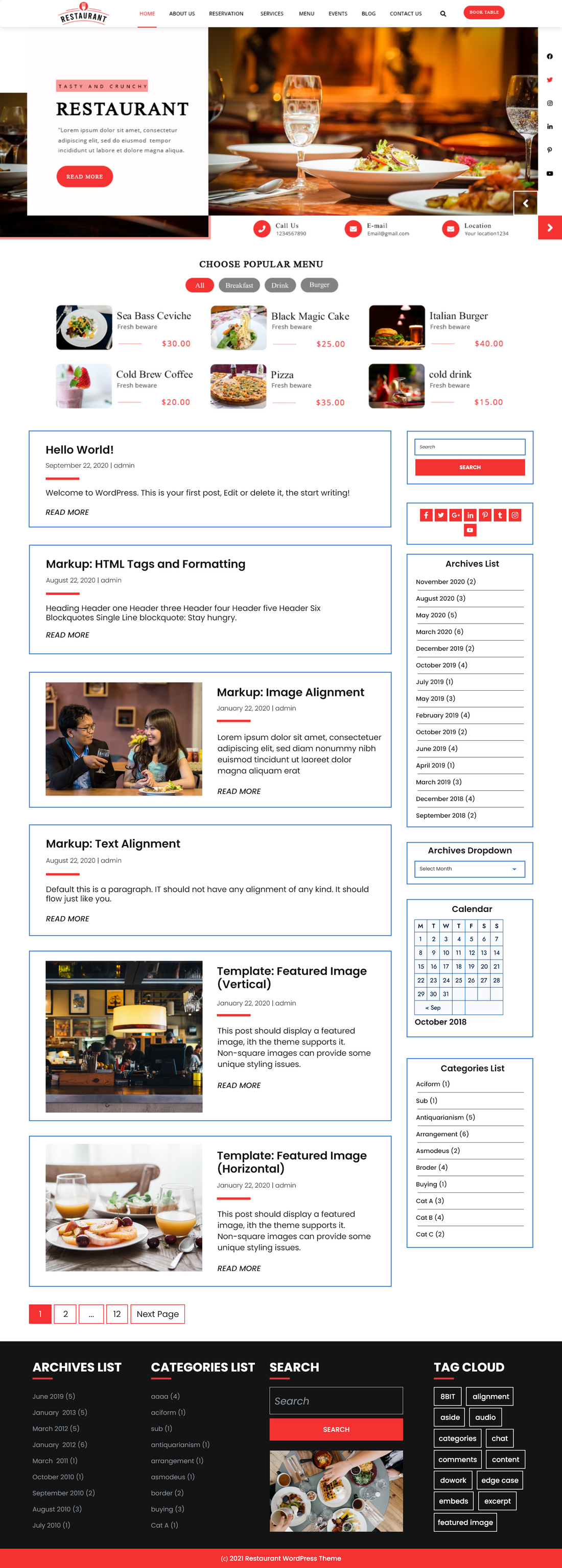 Free Restaurant WordPress Theme For Fine Dining & Eateries