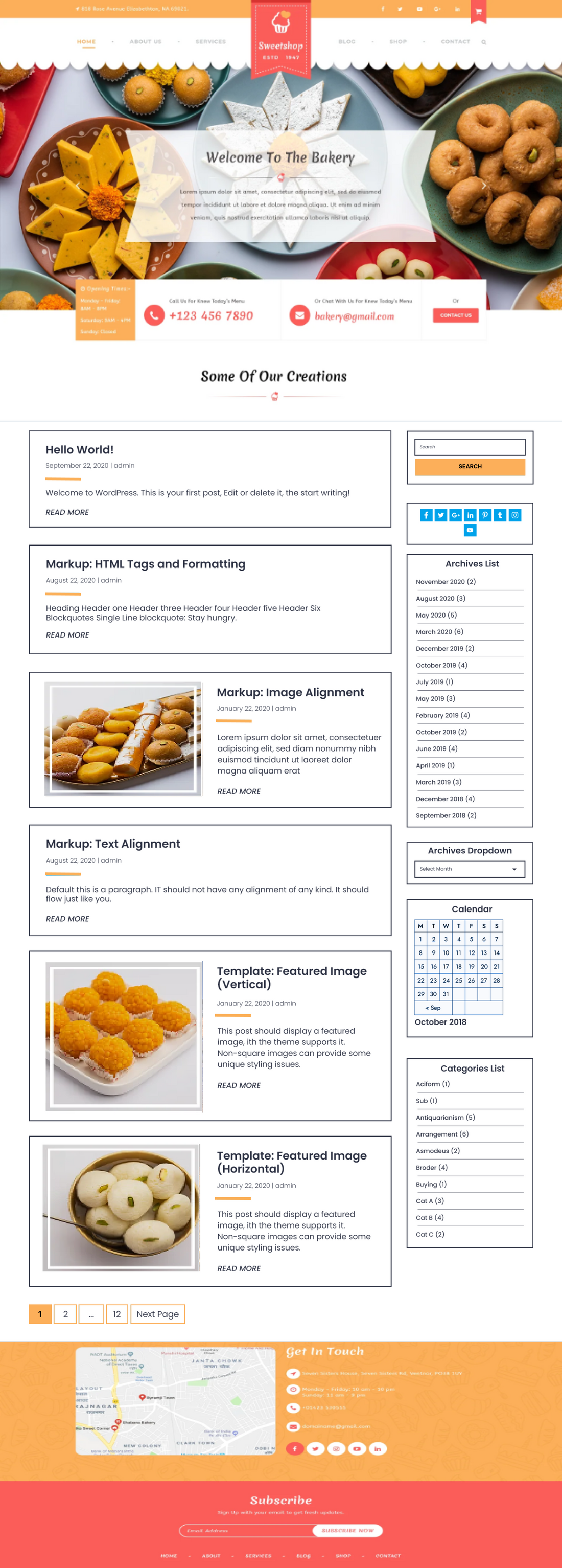Free Sweet Shop WordPress Theme WP Themes for Sweet Shop