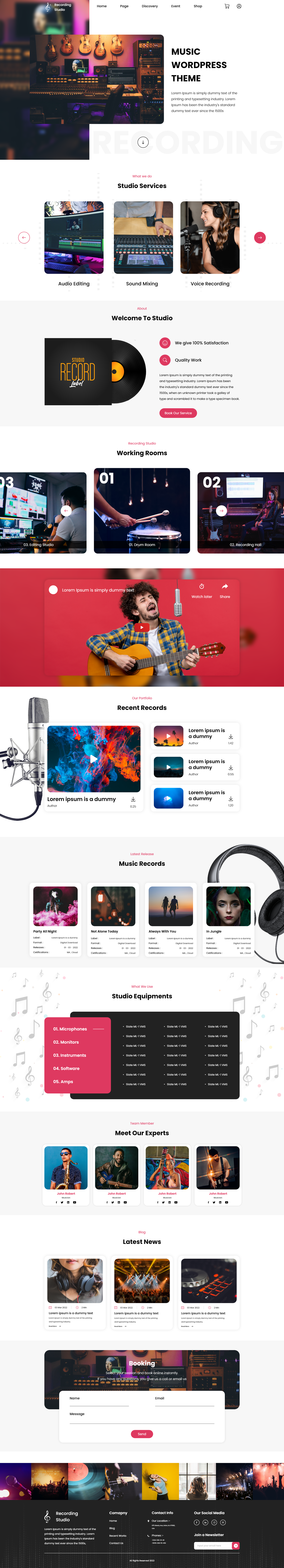 Beautiful Recording Studio WordPress Theme For artists